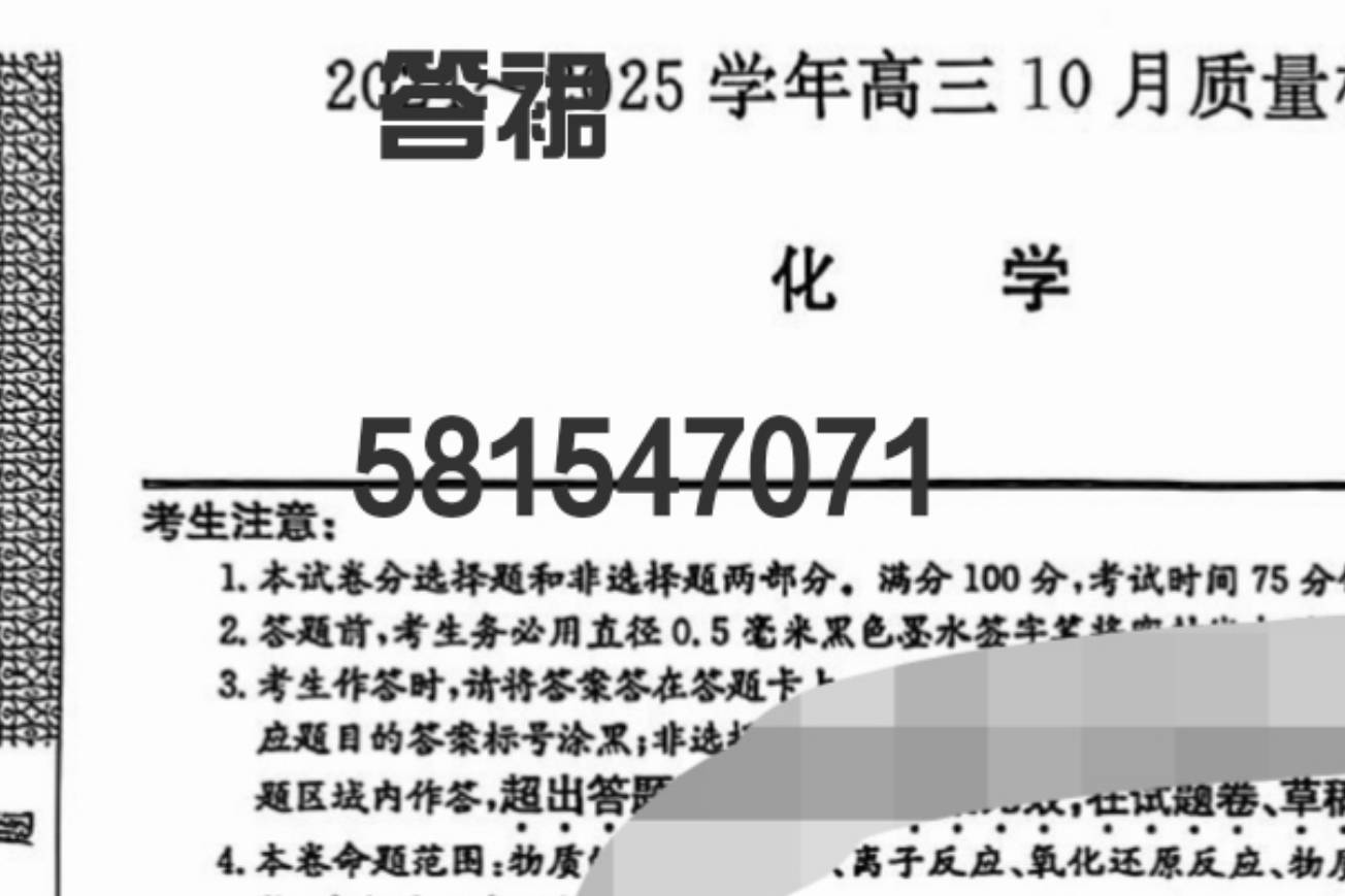山西三晋卓越联盟2024 2025学年高三10月质量检测