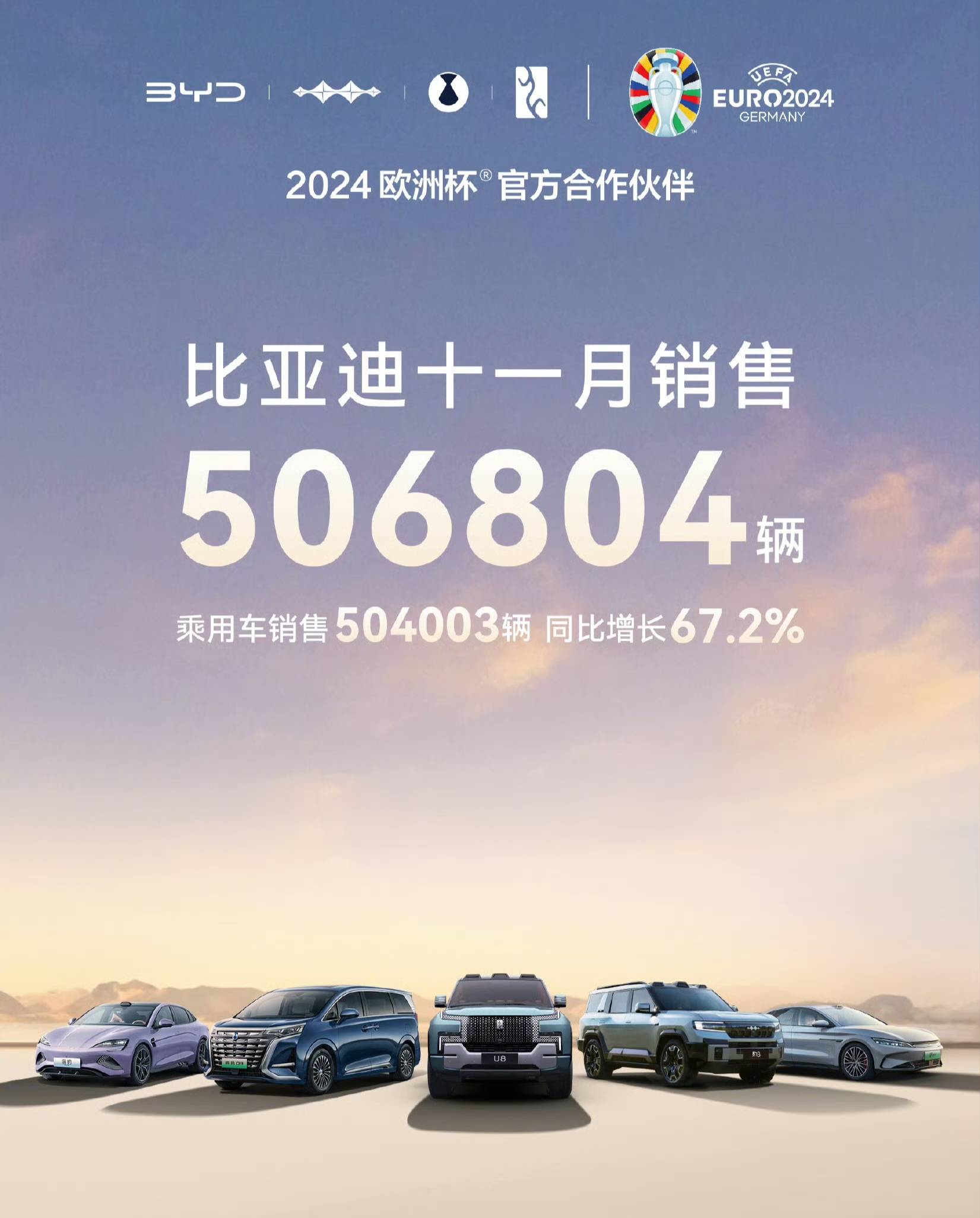 比亚迪2024年11月销量破新纪录达506804辆_搜狐汽车_搜狐网