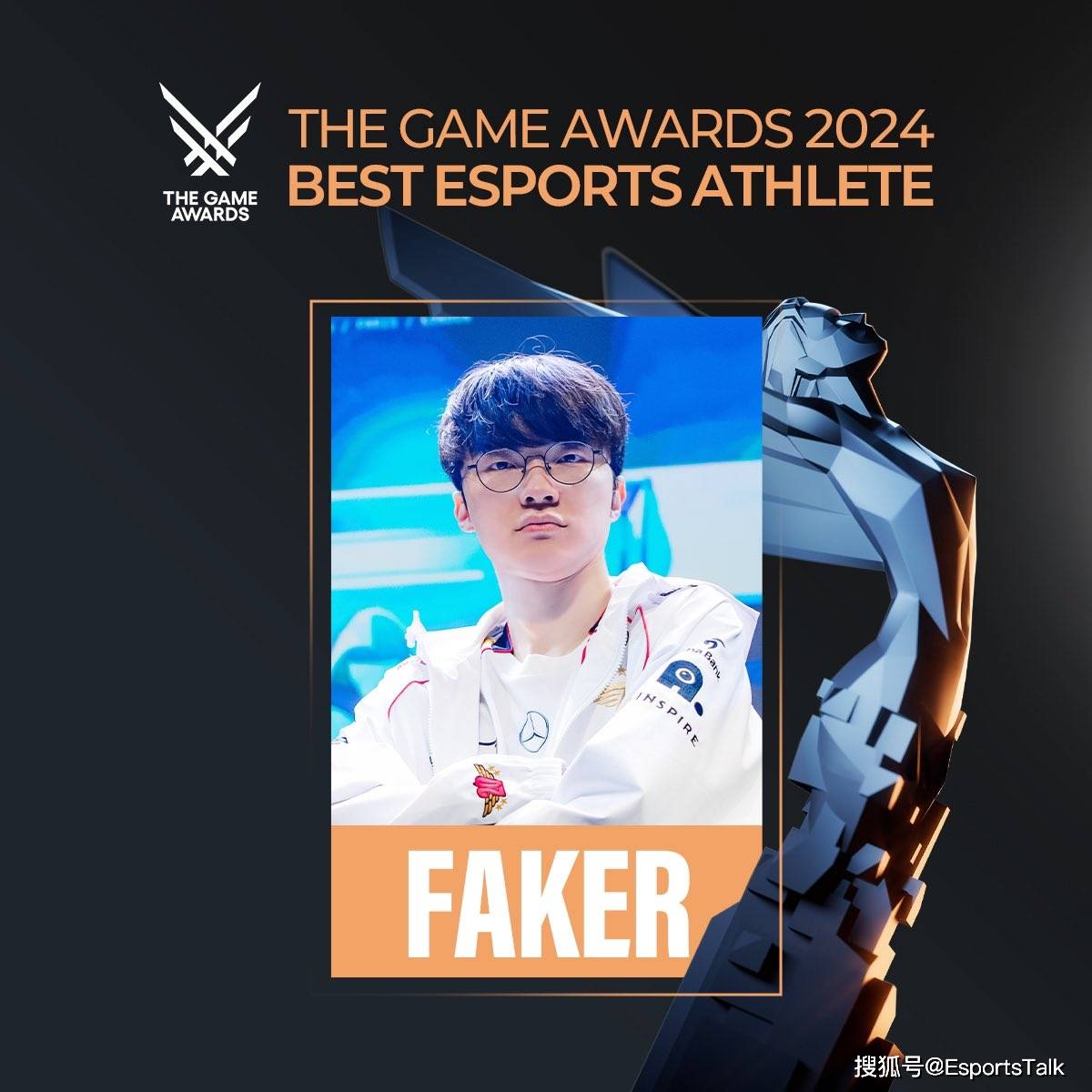 2024TGA颁奖盛典，Faker获得年度最佳选手，T1获得年度最佳俱乐部_电竞_游戏_英雄联盟