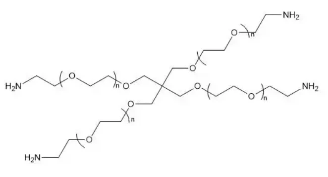 4arm-PEG-NH2，4-臂聚乙二醇氨基，常被用于构建多功能载体和化学修饰体系