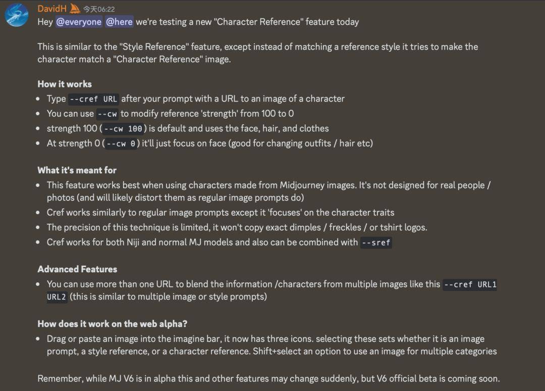 Midjourney V6 更新角色一致性命令 "--cref "_图像_参考_细节