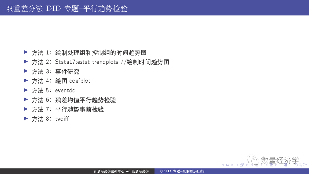 Stata：一文读懂8种DID模型平行趋势检验方法汇总_政策_控制组_差分