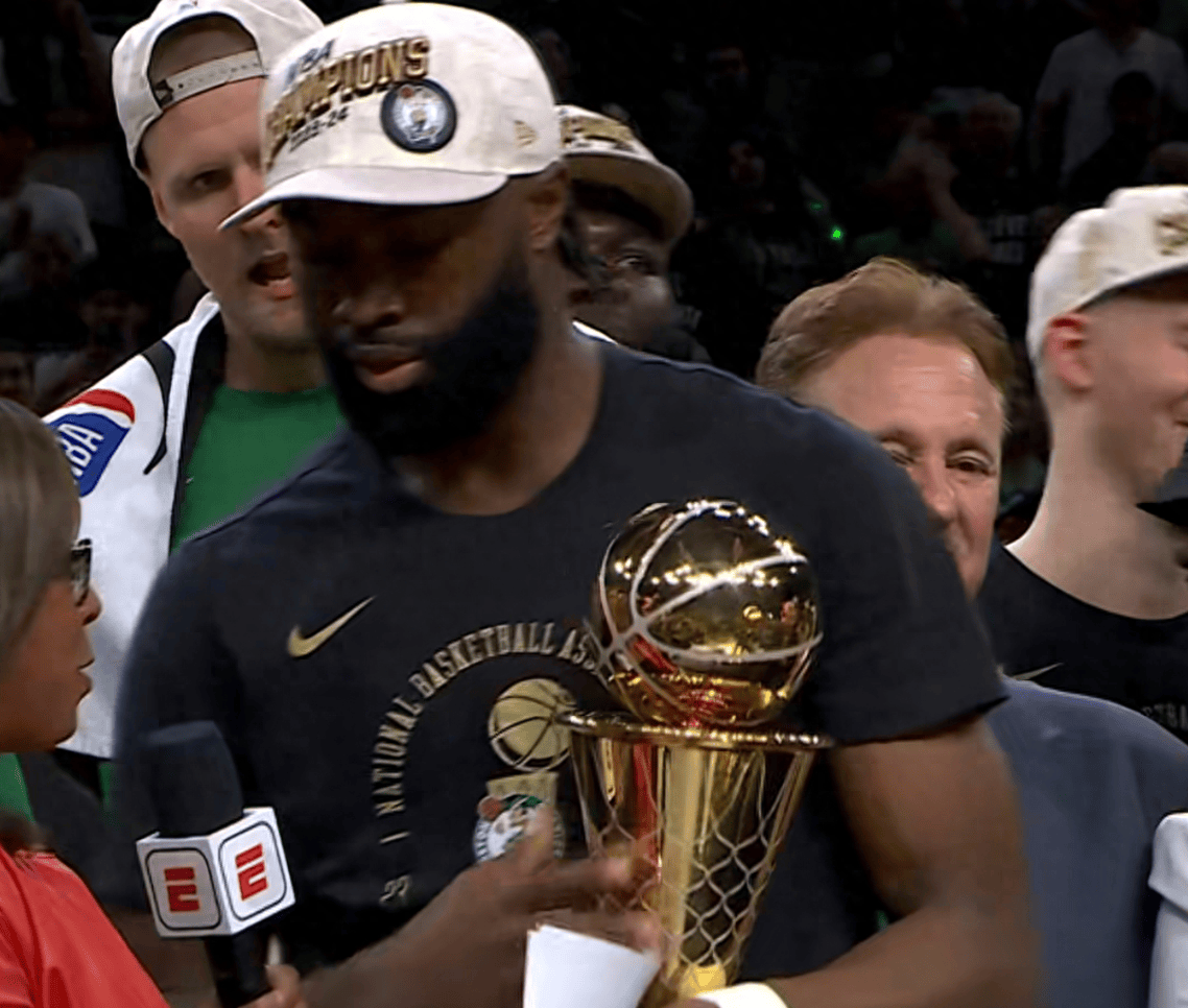 杰伦布朗当选FMVP！2023-24NBA赛季完美落幕_总决赛_比赛_主场